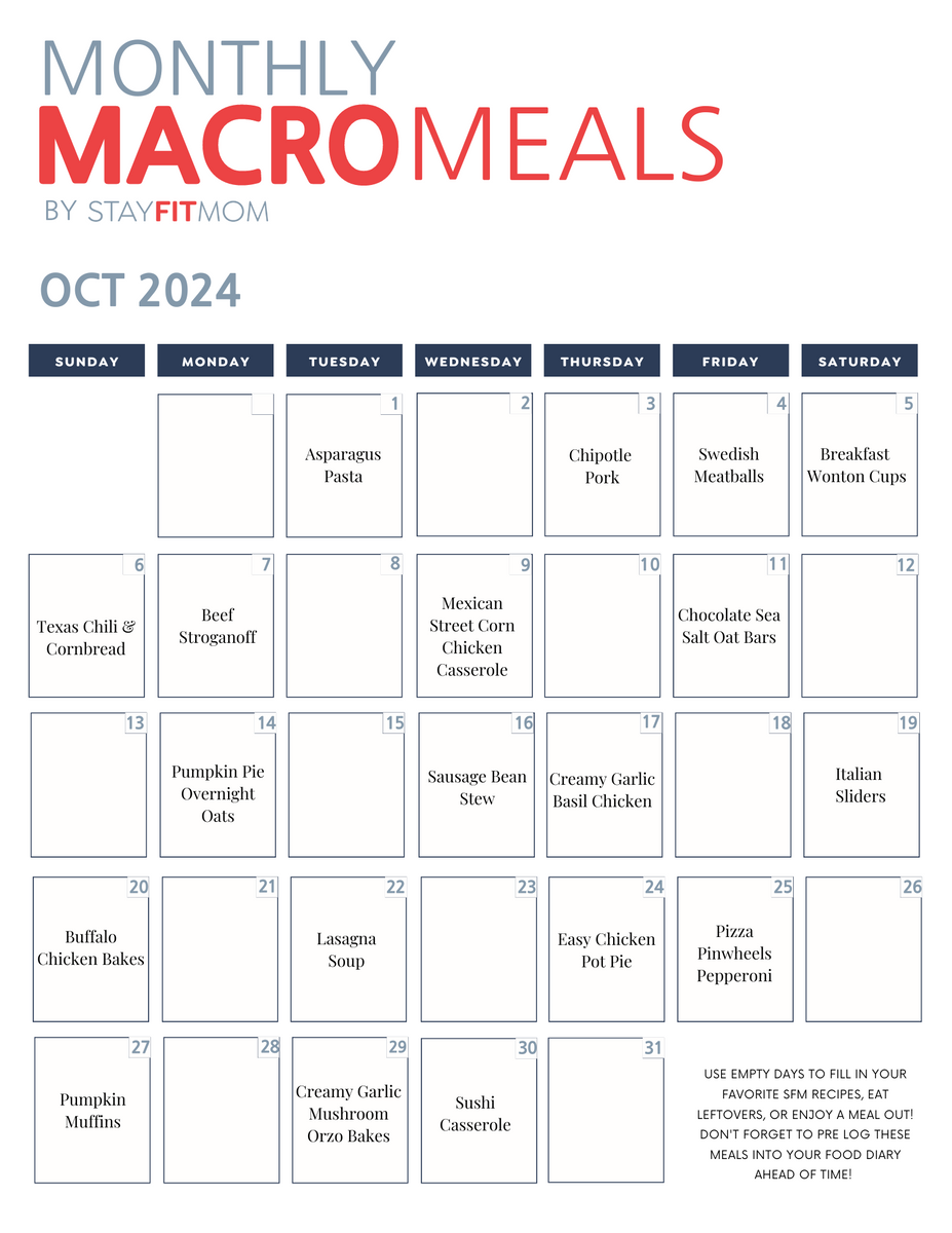 Oct 2024 Meals – Stay Fit Mom